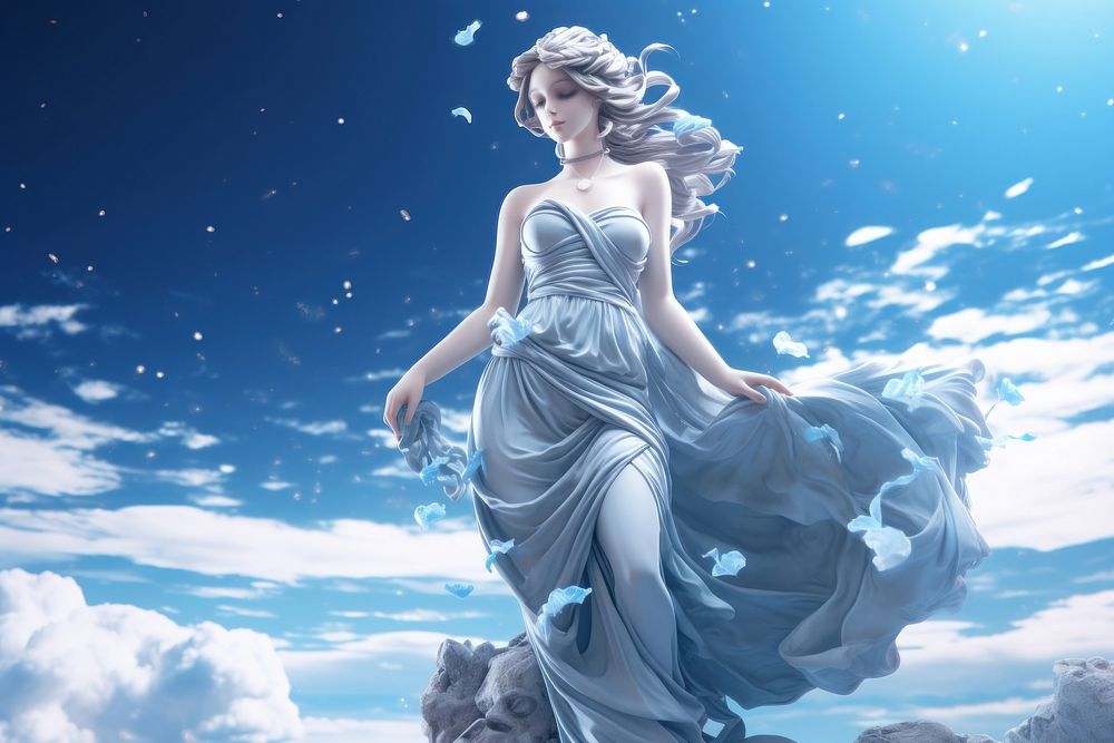 Blue aesthetic wallpaper Greek goddess | Premium Photo Illustration ...