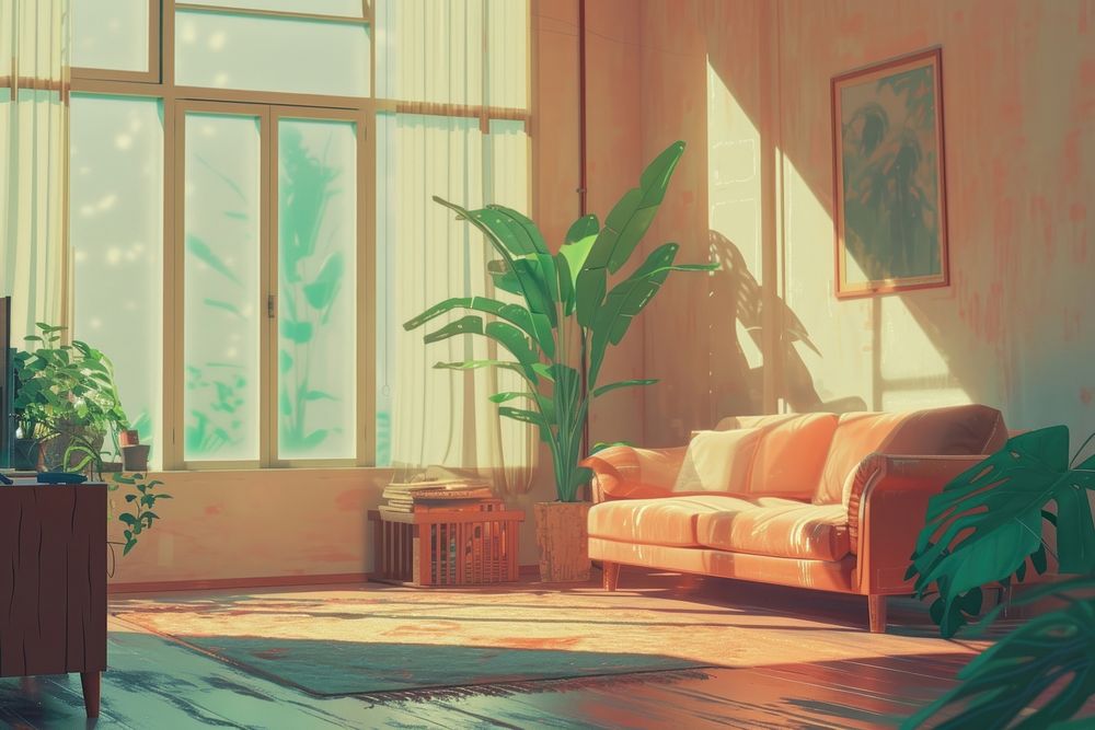 Cute living room illustration architecture | Premium Photo - rawpixel