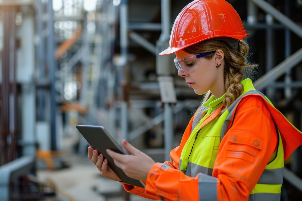 Female engineer working tablet hardhat | Premium Photo - rawpixel