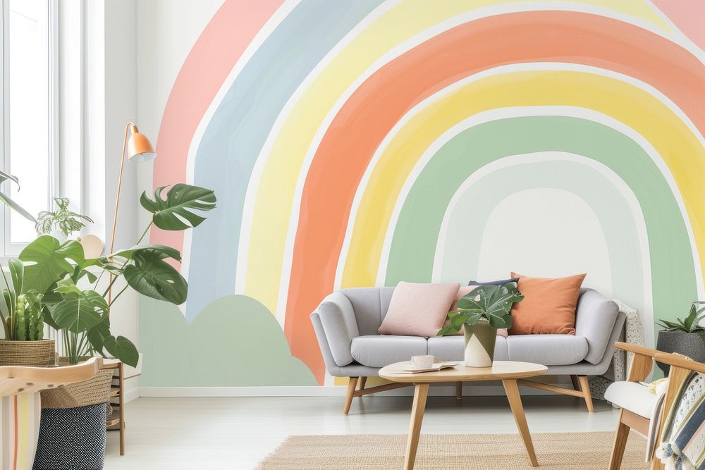 Pastel rainbow retro wall room | Premium Photo - rawpixel
