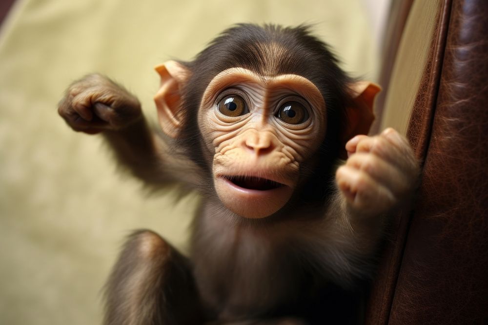 Monkey looking camera chair animal | Free Photo - rawpixel