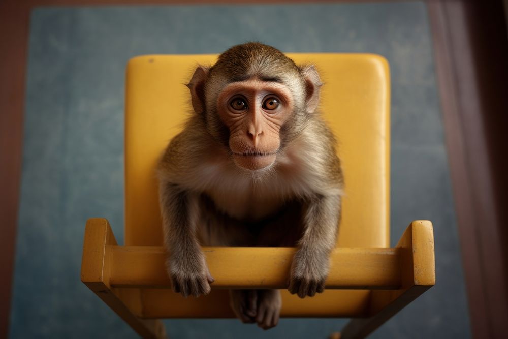 Monkey looking camera chair animal | Free Photo - rawpixel