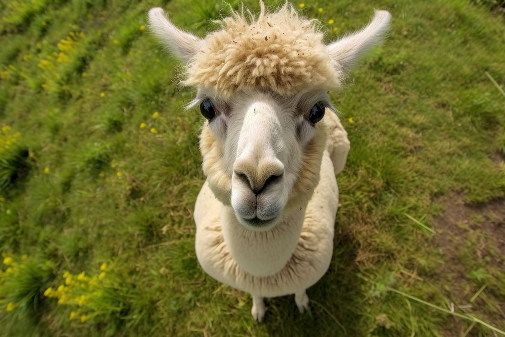 Lama looking camera meadow animal | Premium Photo - rawpixel