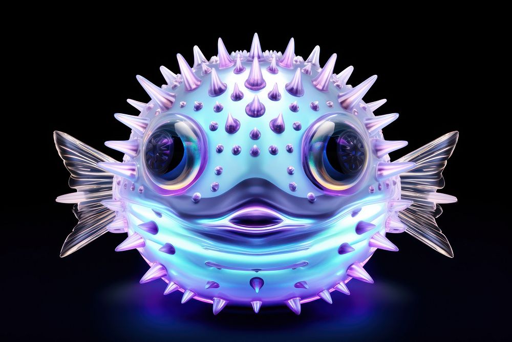 Puffer fish animal illuminated underwater. | Premium Photo Illustration ...