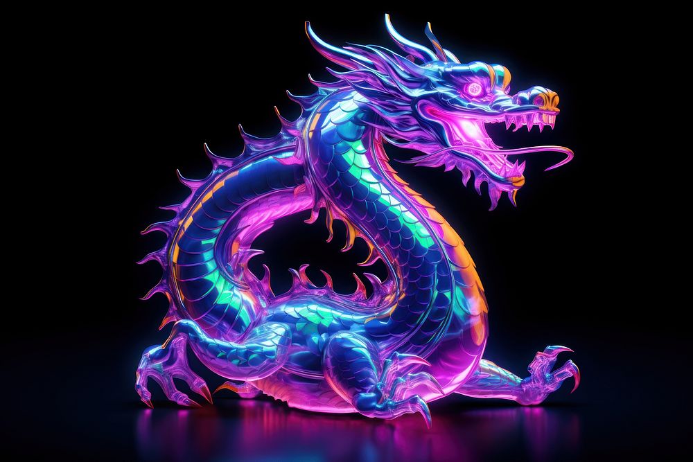 Simple chinese dragon light neon | Premium Photo Illustration - rawpixel
