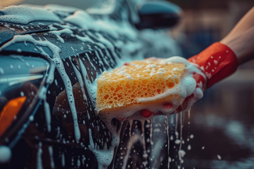Hand hold sponge car washing | Free Photo - rawpixel