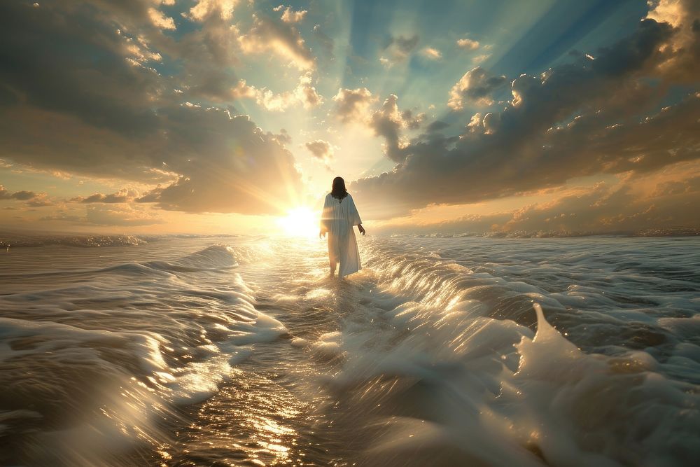 Photo jesus walking sunlight outdoors. | Premium Photo - rawpixel