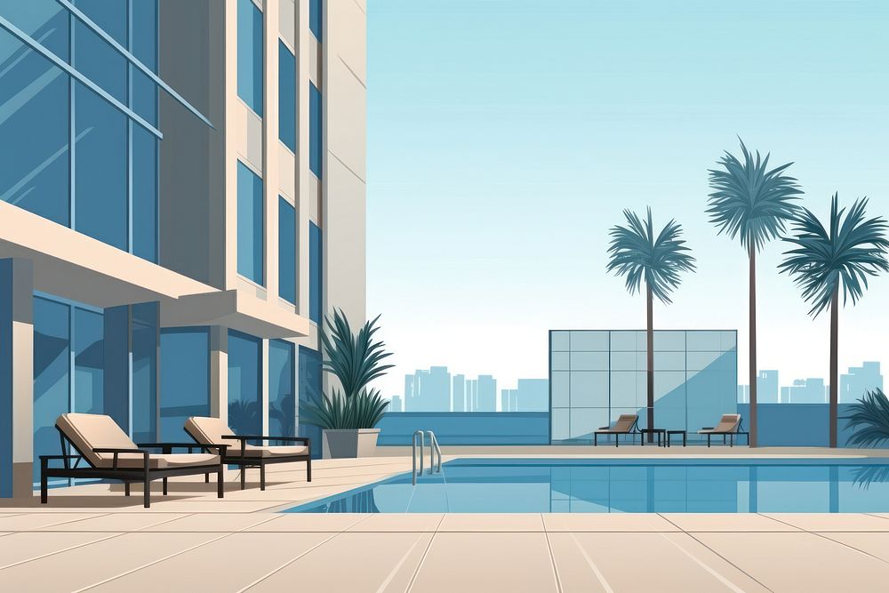 Luxury hotel outdoors architecture furniture. | Premium Photo ...