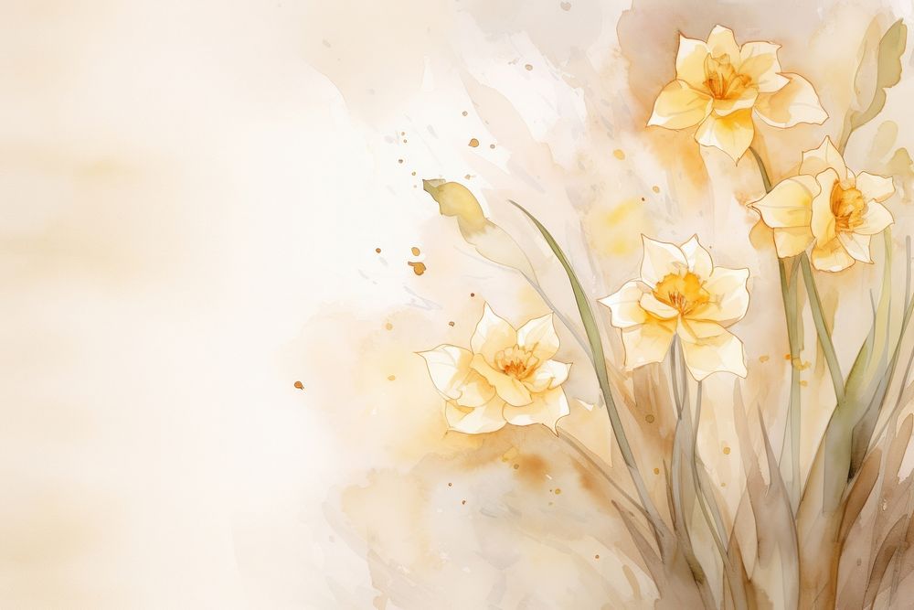 Daffodil watercolor minimal background daffodil | Free Photo ...