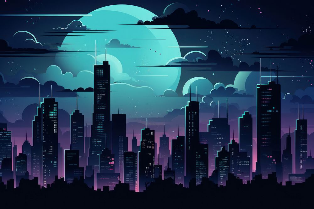 Night City night city architecture. | Free Photo Illustration - rawpixel