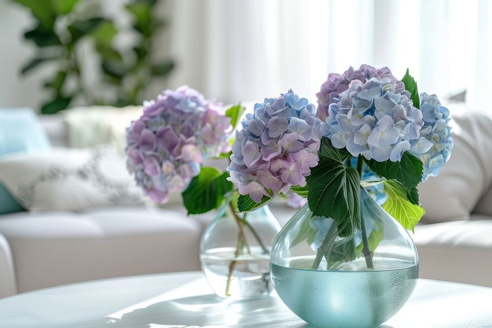 Hydrangeas table hydrangea furniture. | Free Photo - rawpixel