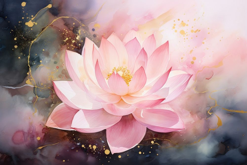 Lotus watercolor background painting blossom | Free Photo Illustration ...