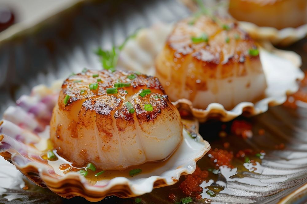 Scallops seafood meat appetizer. | Premium Photo - rawpixel