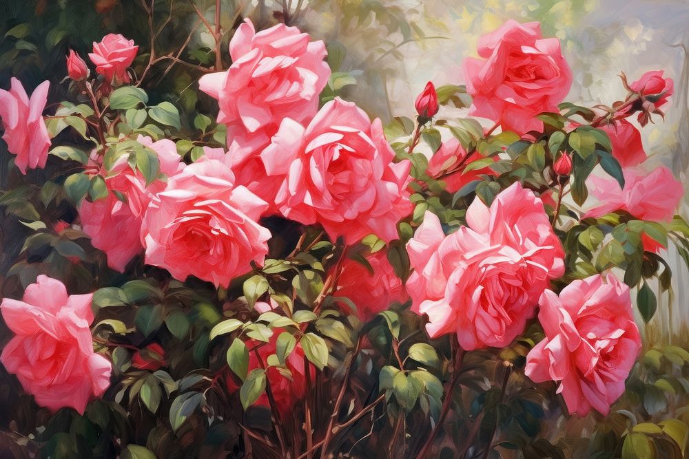 Red rose bushes painting blossom | Premium Photo - rawpixel