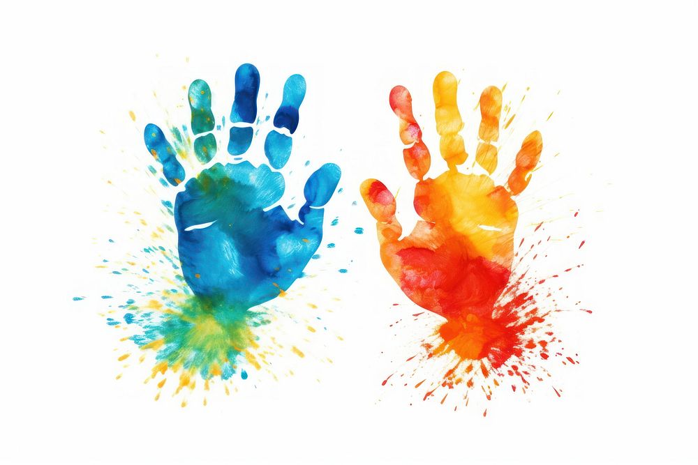 Colorful two hand print painting | Premium Photo - rawpixel