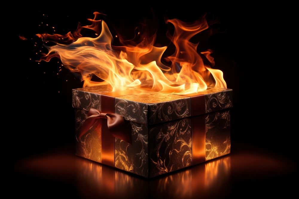 Gift box fire fireplace flame. | Free Photo - rawpixel
