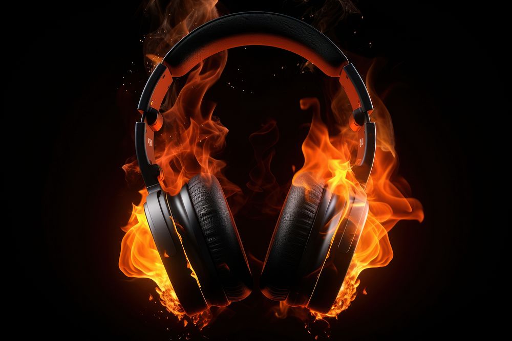 Headphone headphones fire headset. | Premium Photo - rawpixel