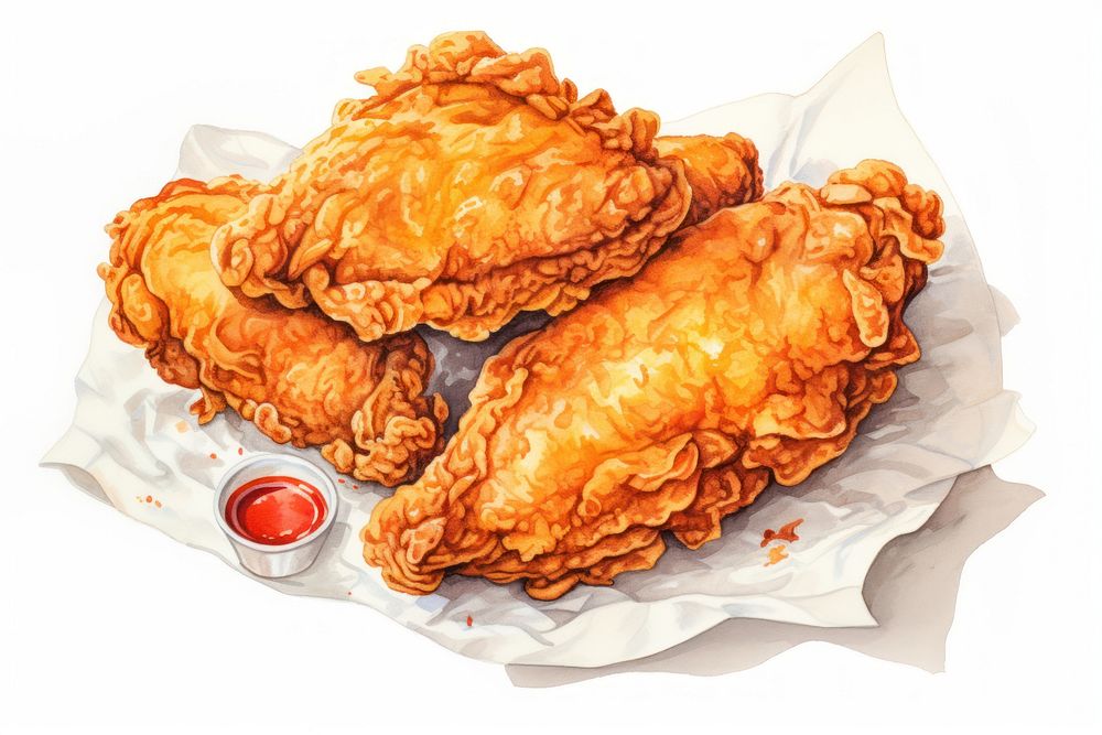 Fried chicken paper food breakfast. | Free Photo Illustration - rawpixel