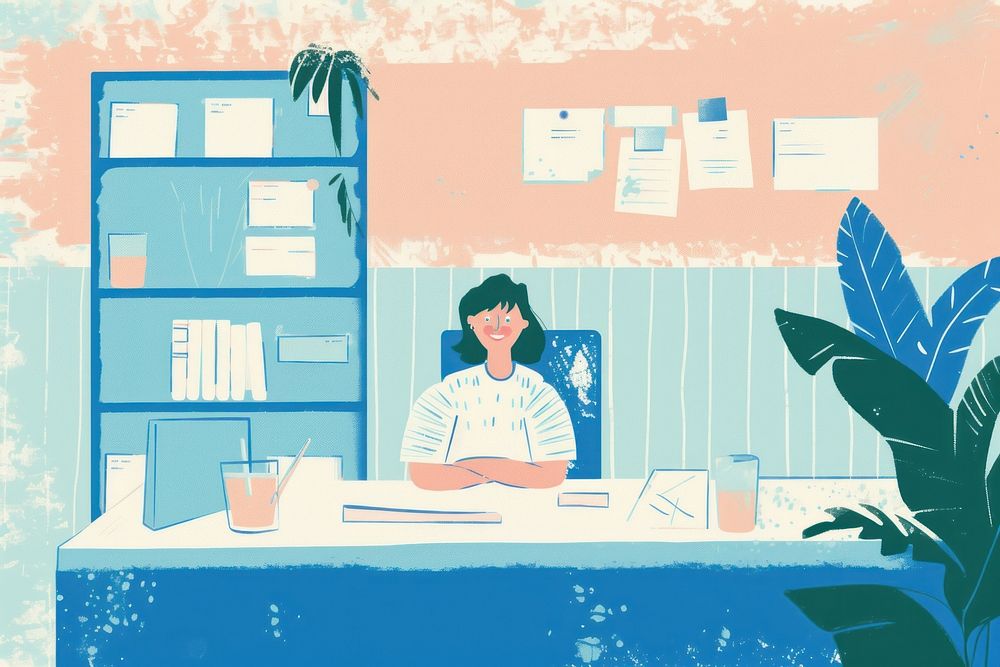 Cute office worker illustration furniture | Free Photo Illustration ...