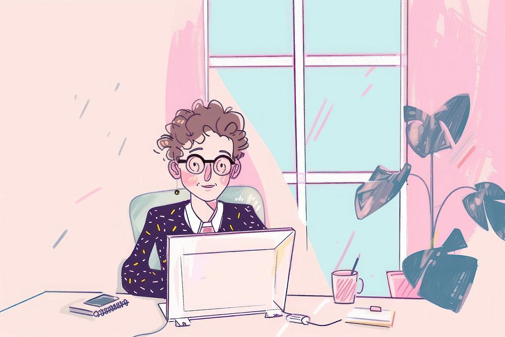 Cute office worker illustration cartoon | Free Photo Illustration ...