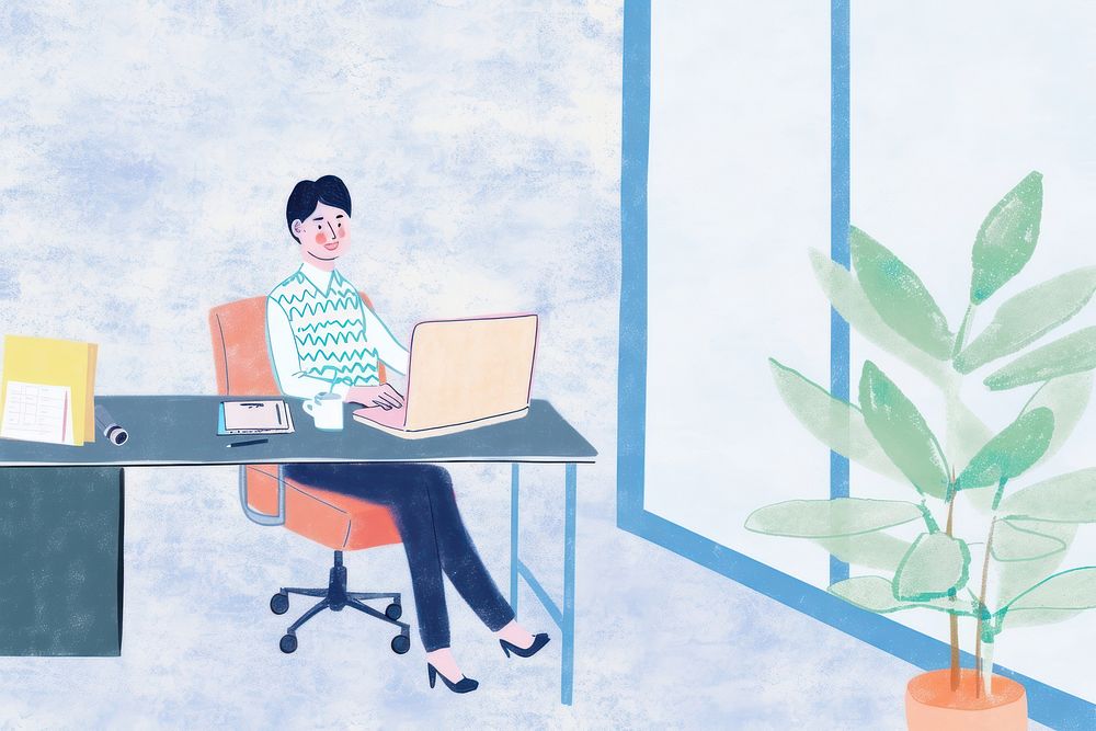 Cute office worker illustration furniture | Free Photo Illustration ...