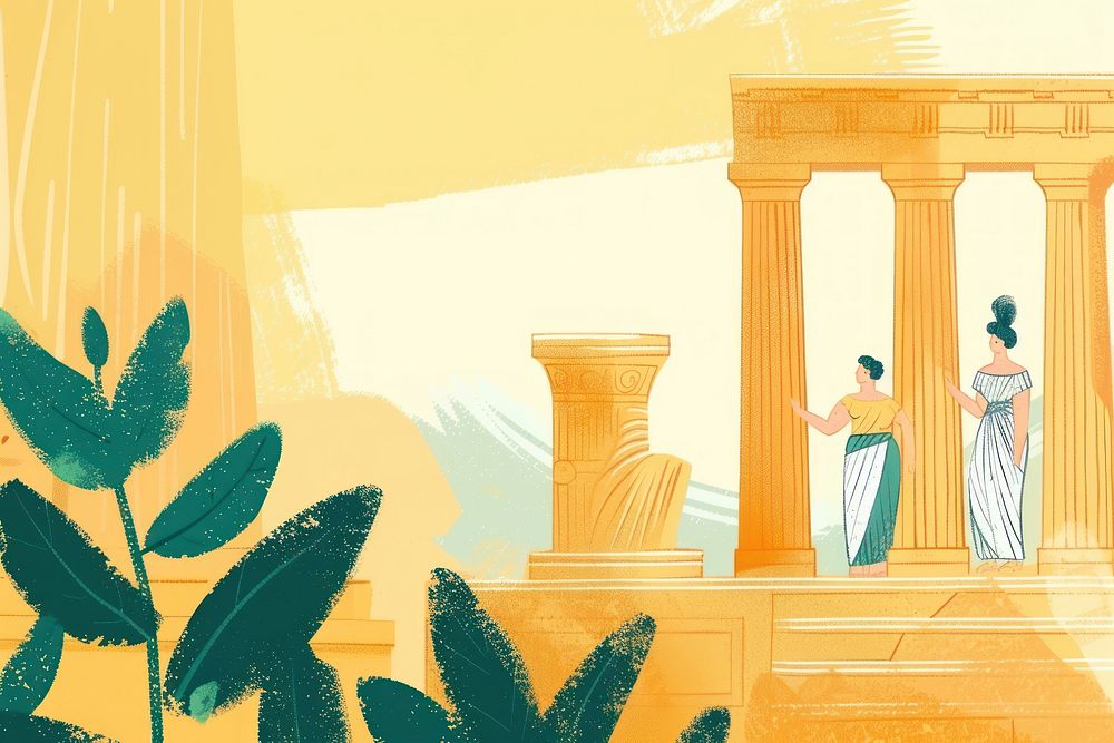 Cute ancient greece illustration architecture | Premium Photo ...