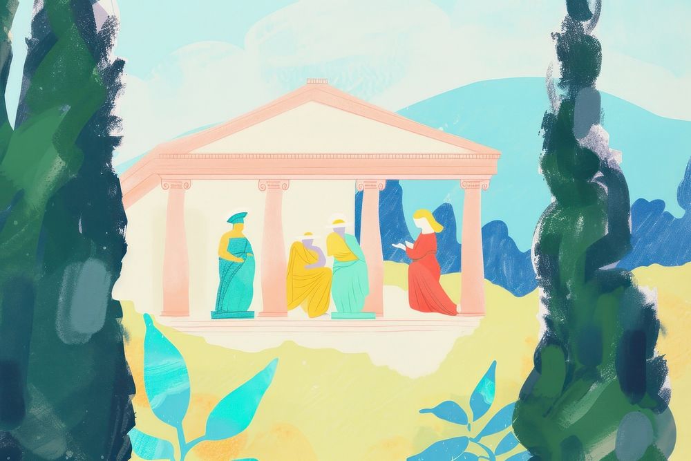 Cute ancient greece illustration architecture | Premium Photo ...