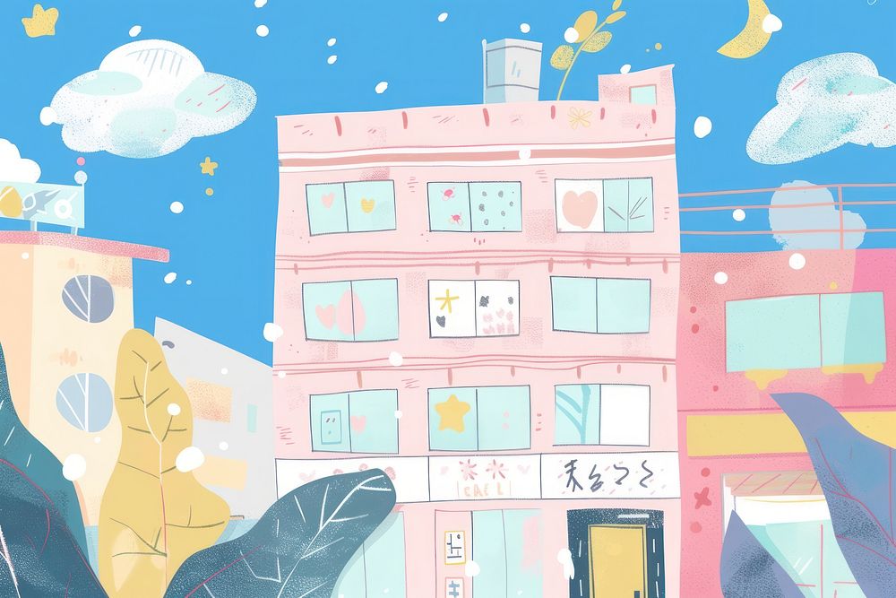 Cute hotel illustration architecture investment | Free Photo ...