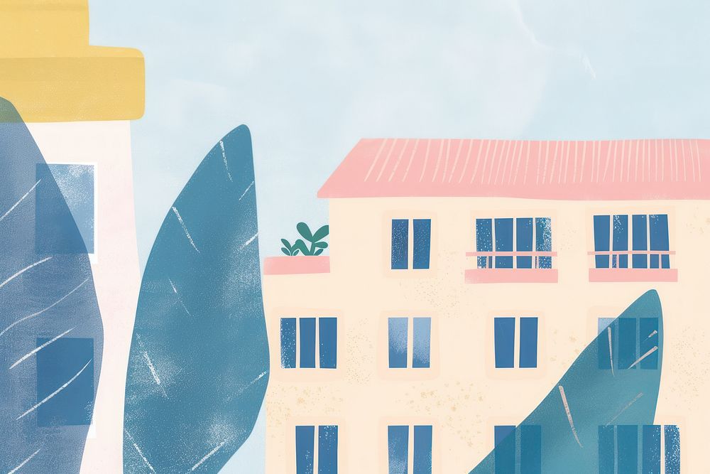 Cute hotel illustration architecture building | Free Photo Illustration ...