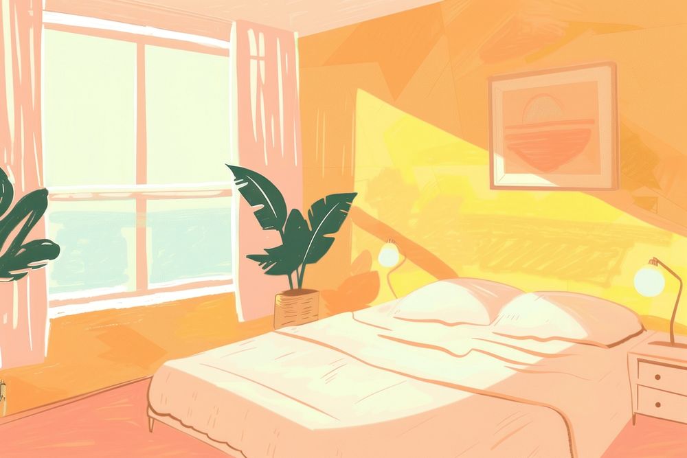 Cute hotel illustration architecture furniture | Free Photo ...