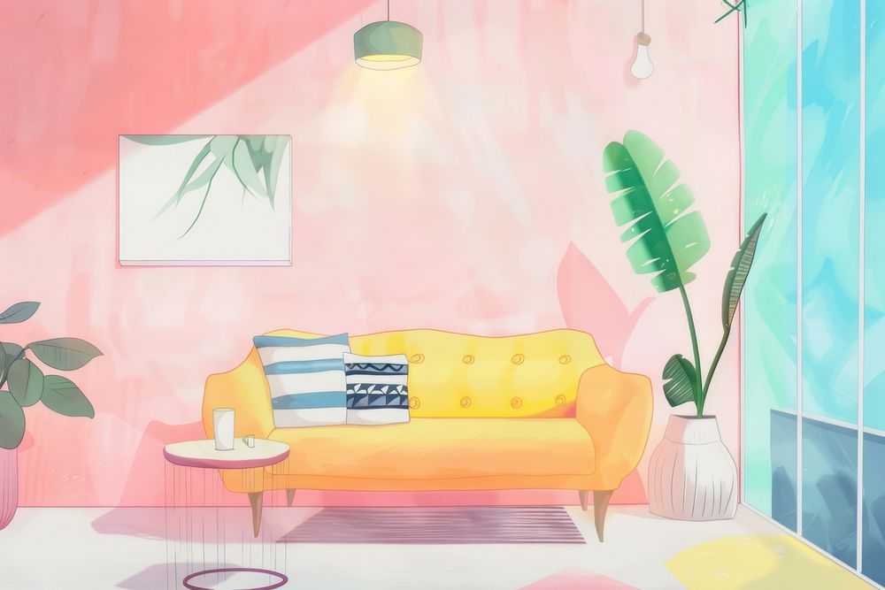 Cute interior design illustration architecture | Premium Photo ...