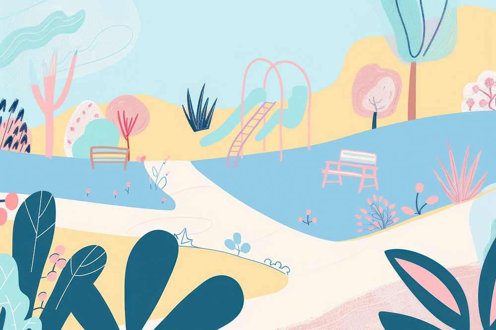 Cute Park illustration backgrounds outdoors | Free Photo Illustration ...