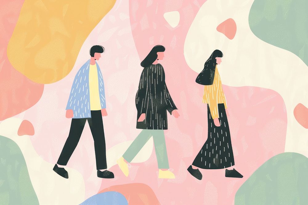 Cute people walking illustration pattern | Free Photo Illustration ...