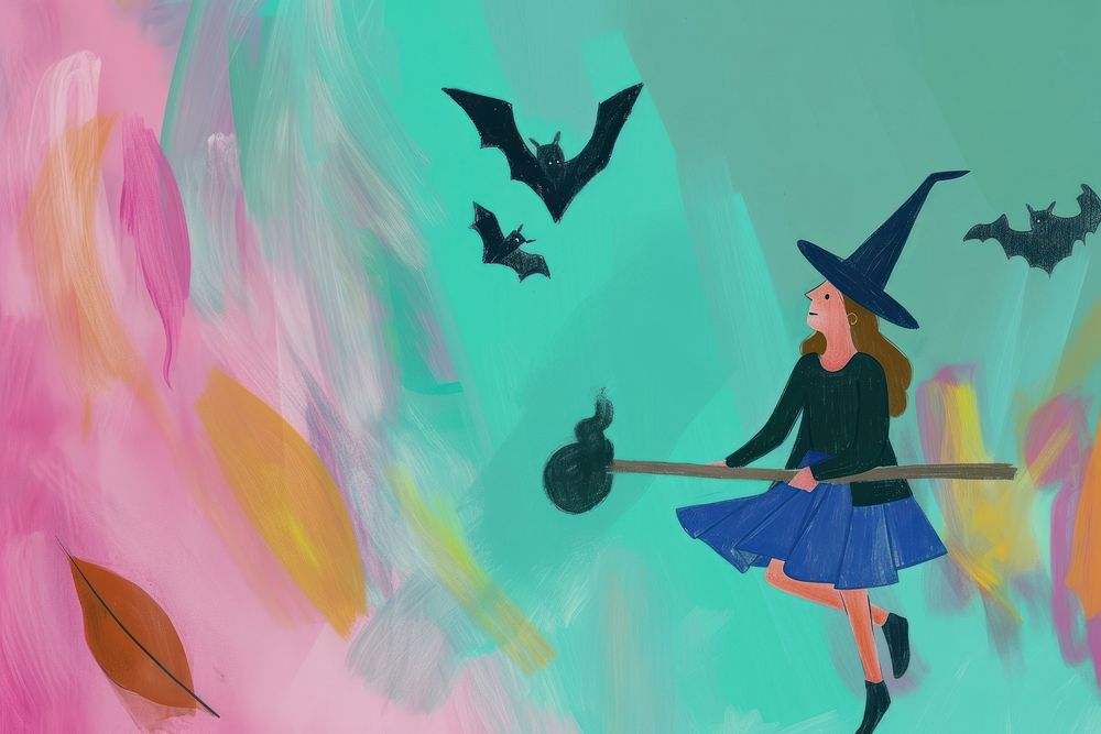 Cute witch illustration painting representation | Premium Photo ...