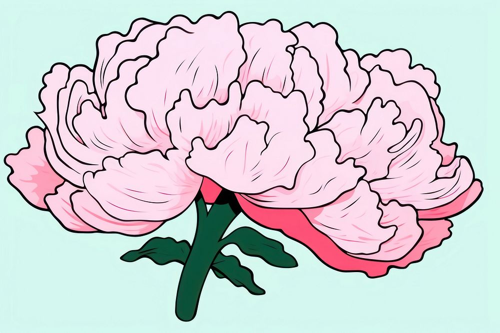Peony cartoon drawing flower. | Premium Photo Illustration - rawpixel
