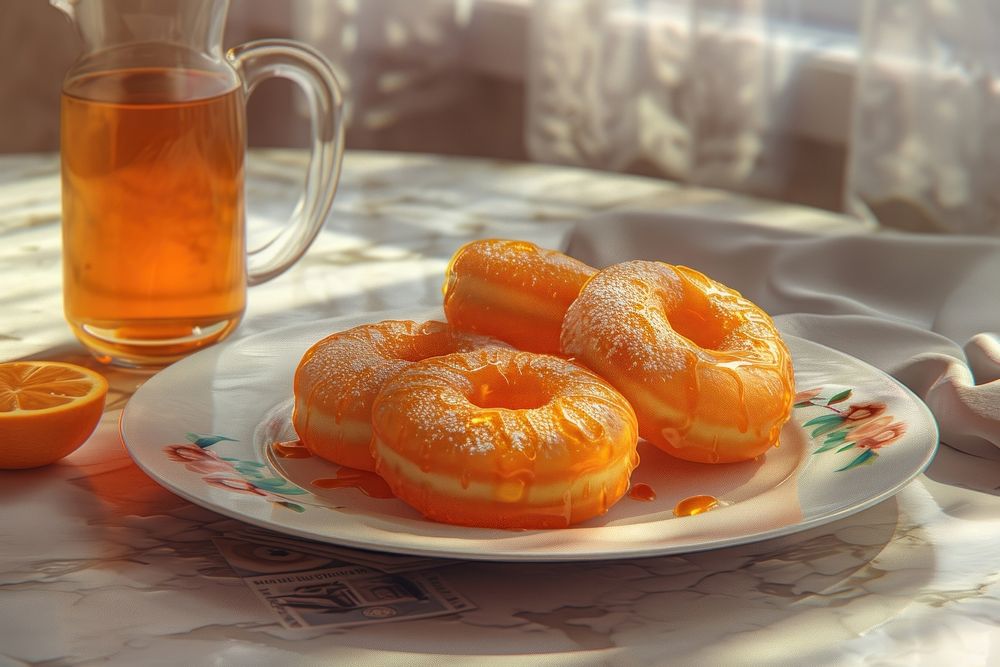 Donuts plate drink table. | Free Photo - rawpixel