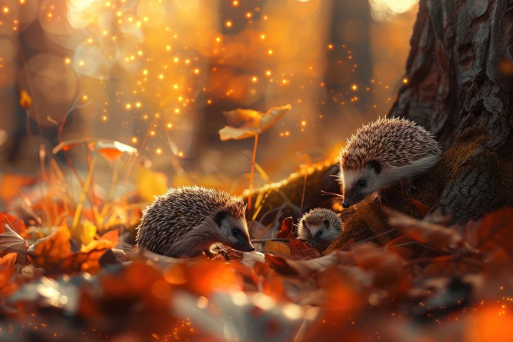 Hedgehogs autumn plant leaf | Free Photo - rawpixel
