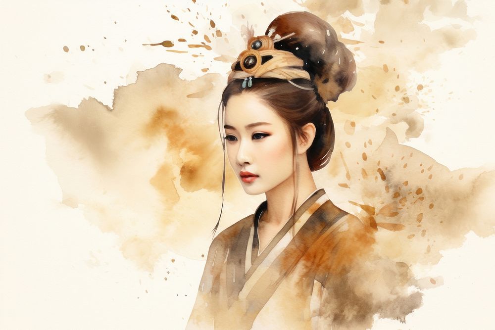 Asian people watercolor background portrait | Premium Photo ...