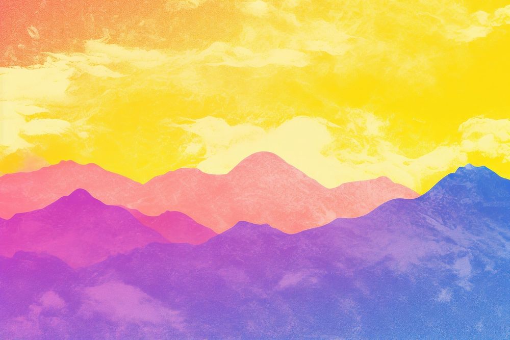 Mountain Risograph style landscape outdoors | Free Photo Illustration ...
