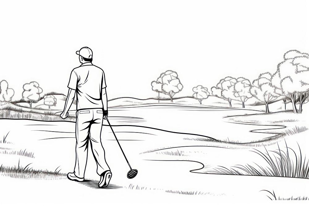 Golf sketch drawing adult. | Free Photo Illustration - rawpixel