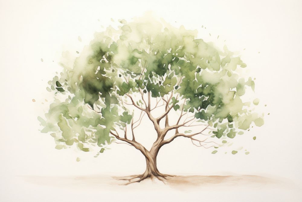 Mahogany tree watercolor background painting | Premium Photo ...