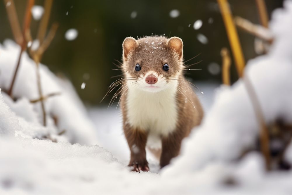 Stoat walking snow wildlife animal | Premium Photo - rawpixel