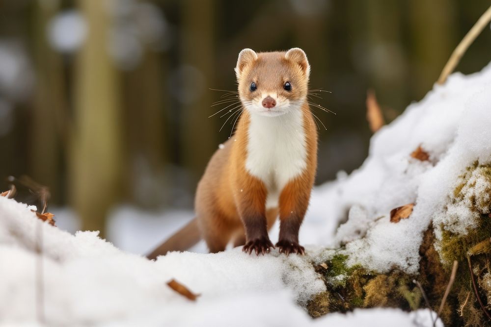 Stoat walking snow wildlife animal | Premium Photo - rawpixel