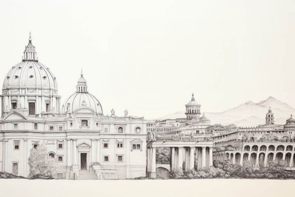 Vintage drawing rome architecture building | Premium Photo Illustration ...