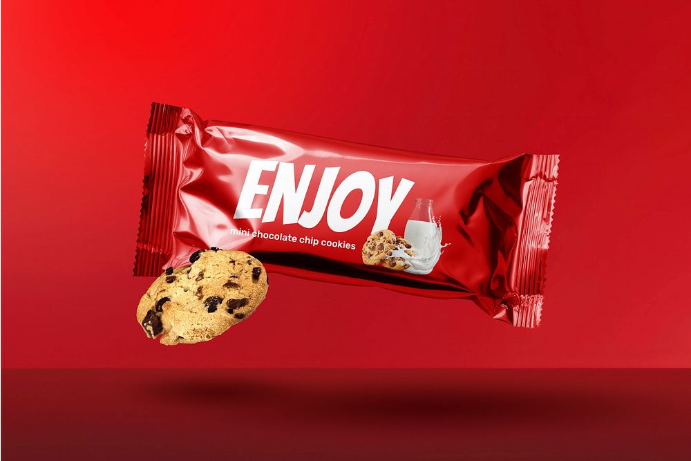 Red cookie snack sachet bag | Free Photo - rawpixel
