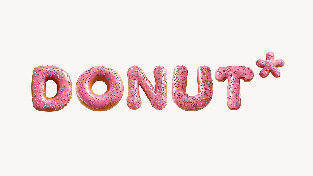 Donut* word 3D pink illustration | Free Photo Illustration - rawpixel