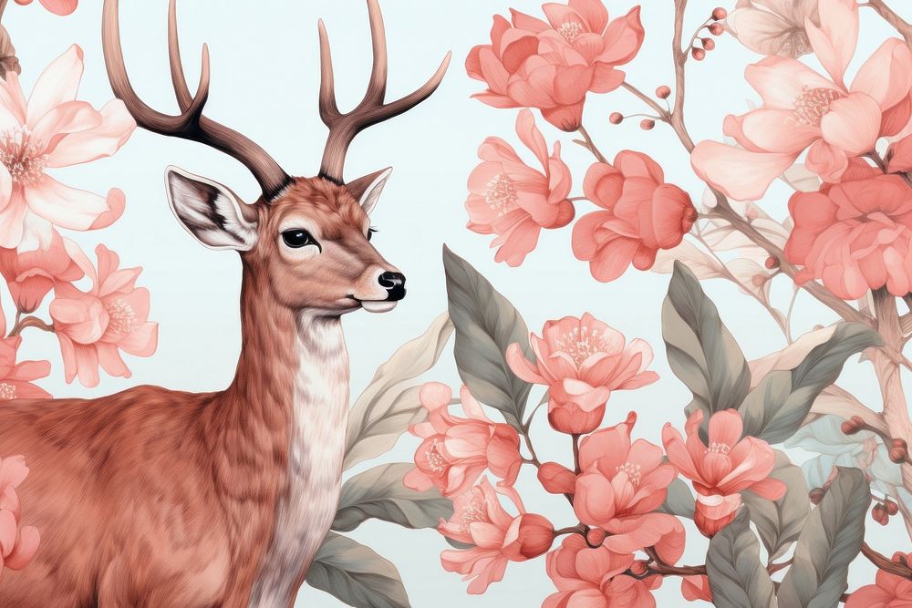 Realistic hand drawing deer pattern | Free Photo Illustration - rawpixel