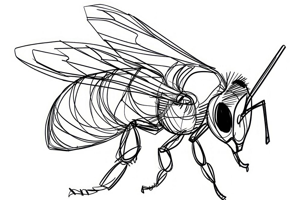 Continuous line drawing bee animal | Free Photo Illustration - rawpixel