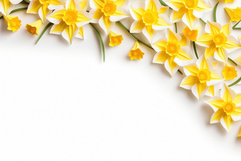 Daffodil flowers floral border backgrounds | Free Photo - rawpixel