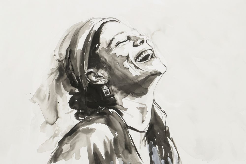 Monochromatic cheerful Moroccan woman laughing | Premium Photo ...
